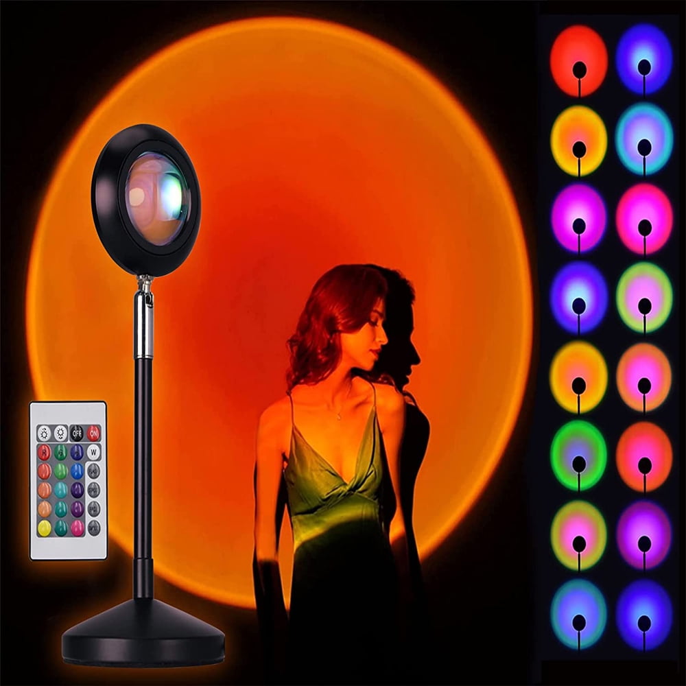 Sunset Lamp, 16 Colors Brightness Adjustable Sunset Projection Lamp RGB ...