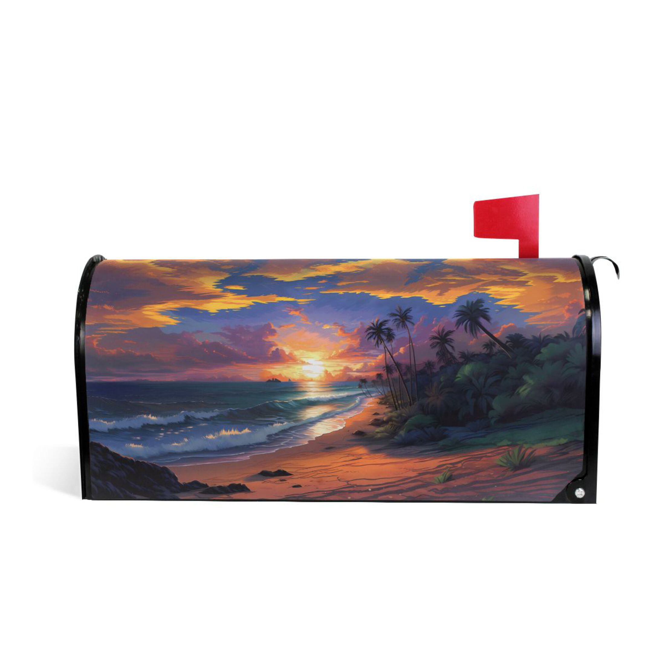 Sunset Landscape Beach Magnetic Mailbox Covers Garden Post Box Wraps ...