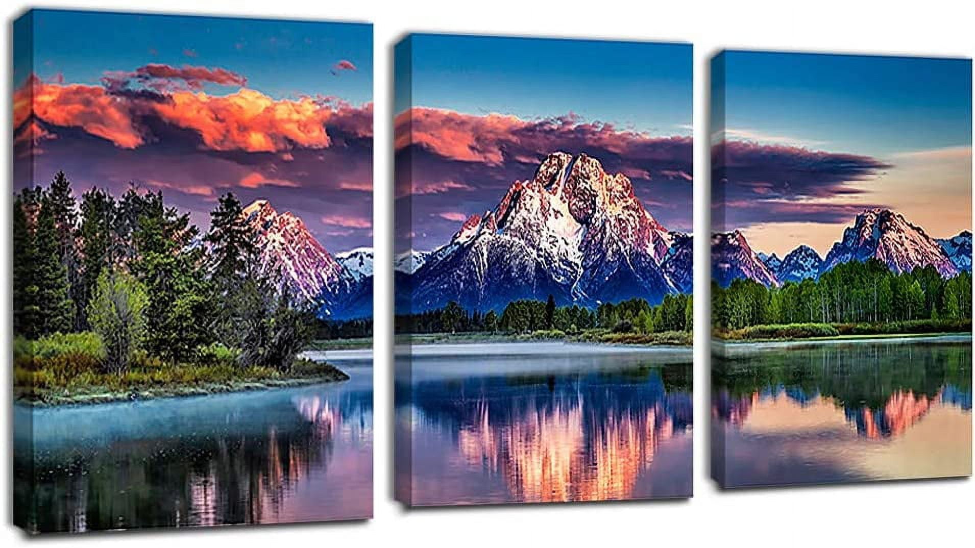 Sunset Landscape Canvas Wall Art for Living Room Wall Decor Snow ...