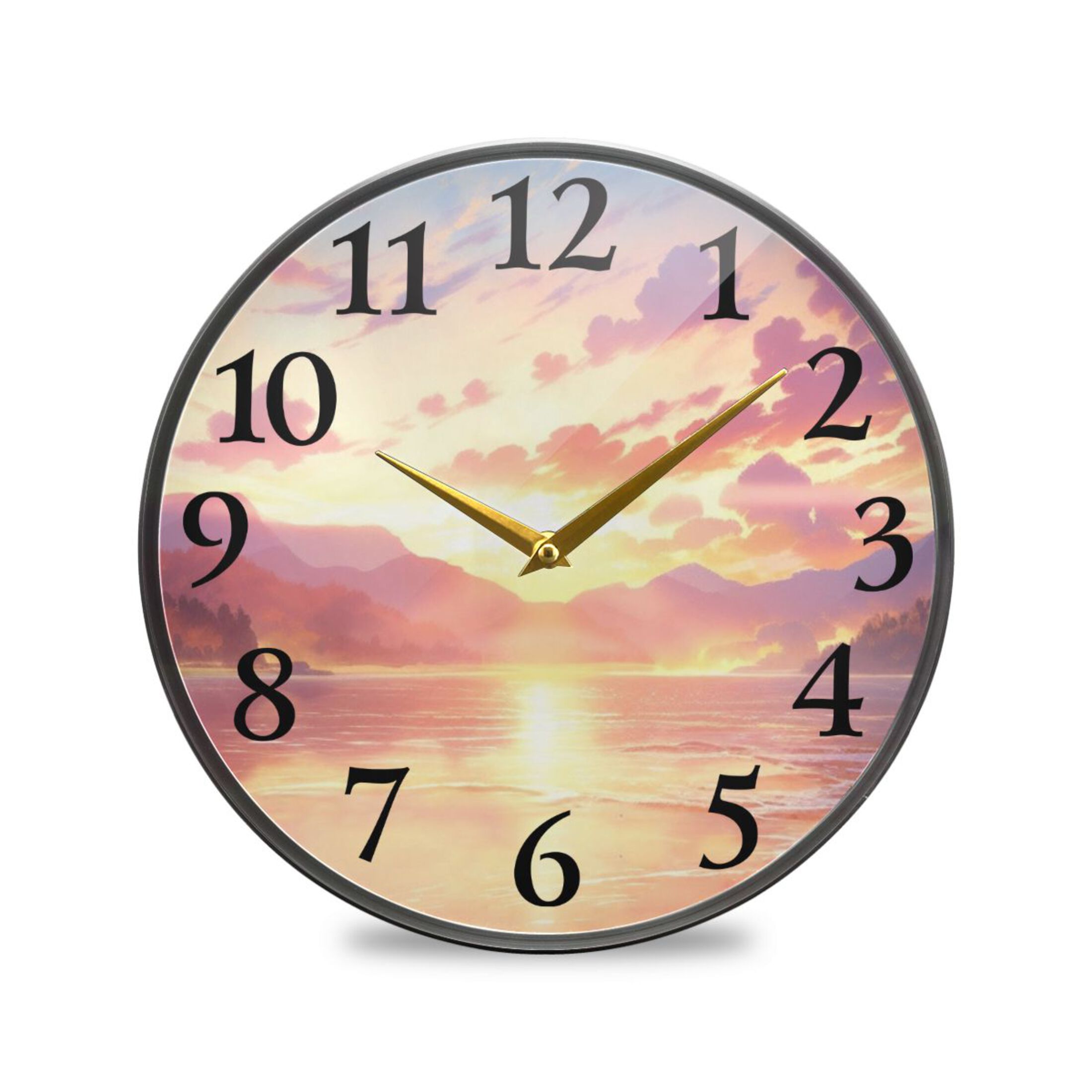 Sunset Landscape Clouds Wall Clocks Battery Operated 9.5 Inch Round ...