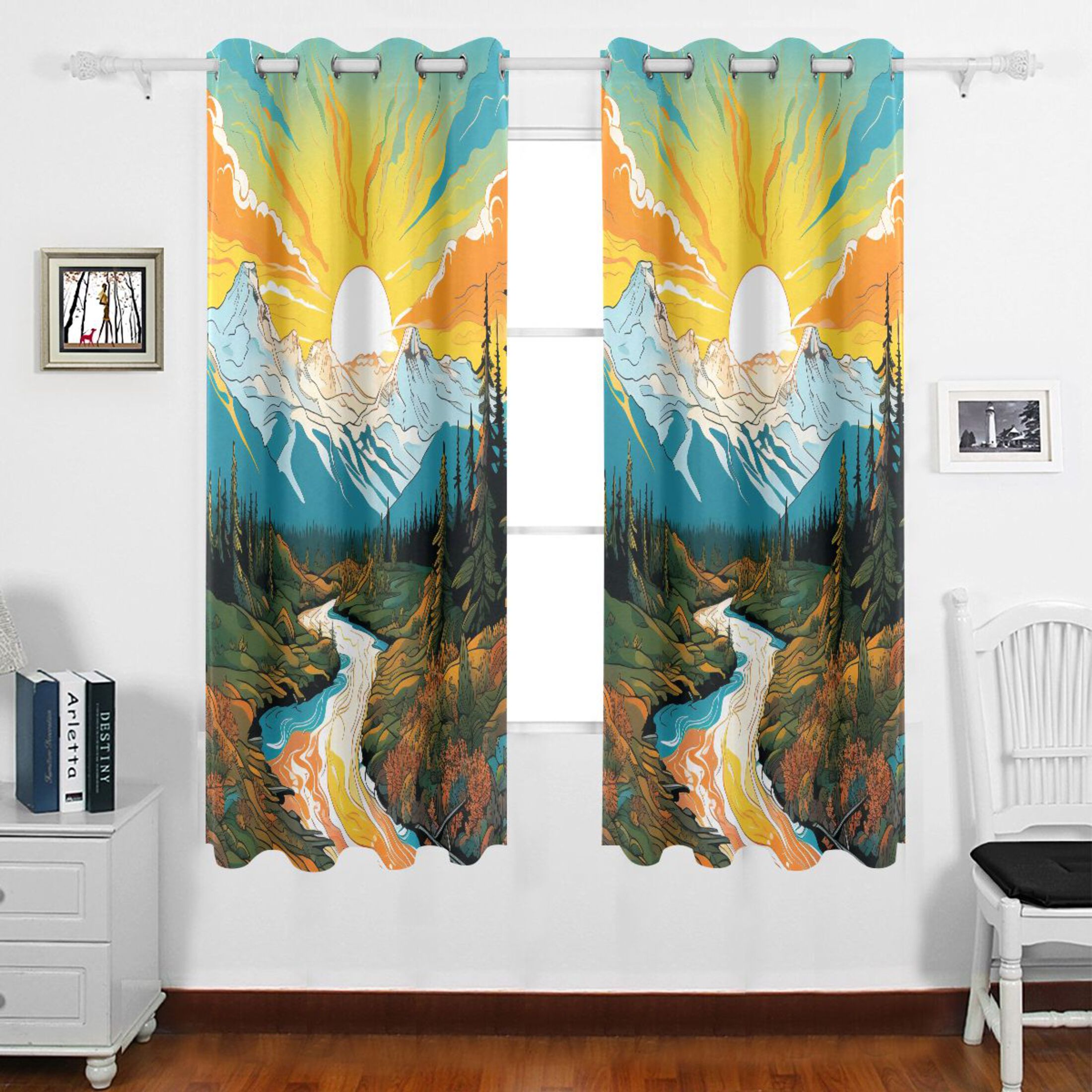 Sunset Landscape Grommet Blackout Curtains Thermal Insulated Window ...