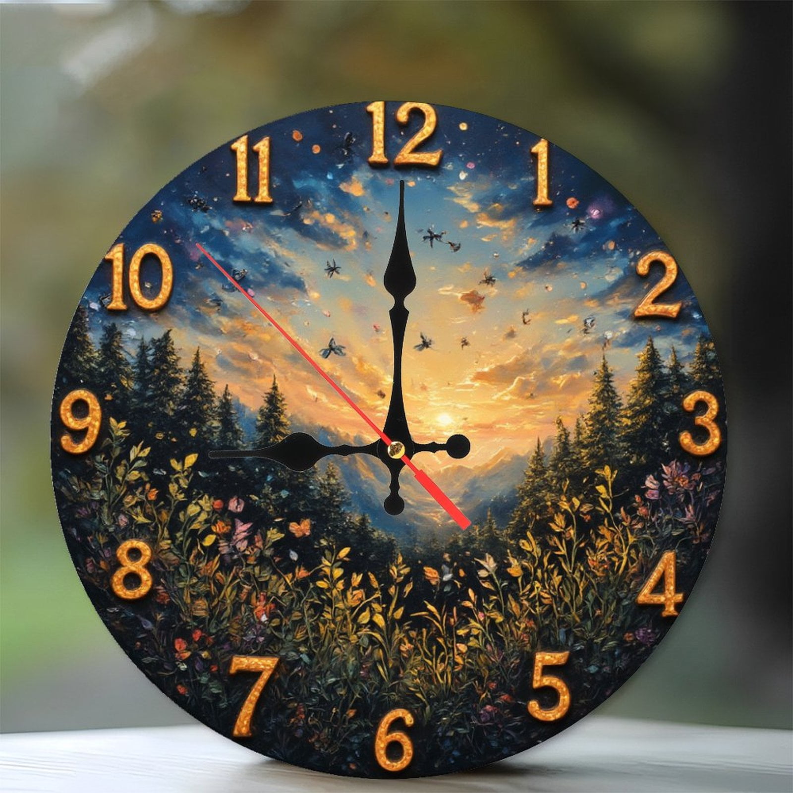 Sunset Landscape Wall Clock Nature Scenery Home Decor 10-Inch Silent ...