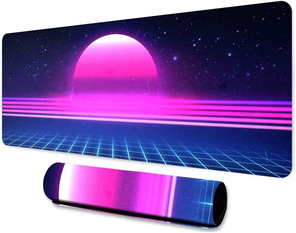 Sunset Large Mouse Pad 31.5x11.8 Inches Future Neon Sun Starry Sky ...