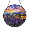 Sunset Lavender Field Stained Glass Suncatcher – Nature Window Panel ...