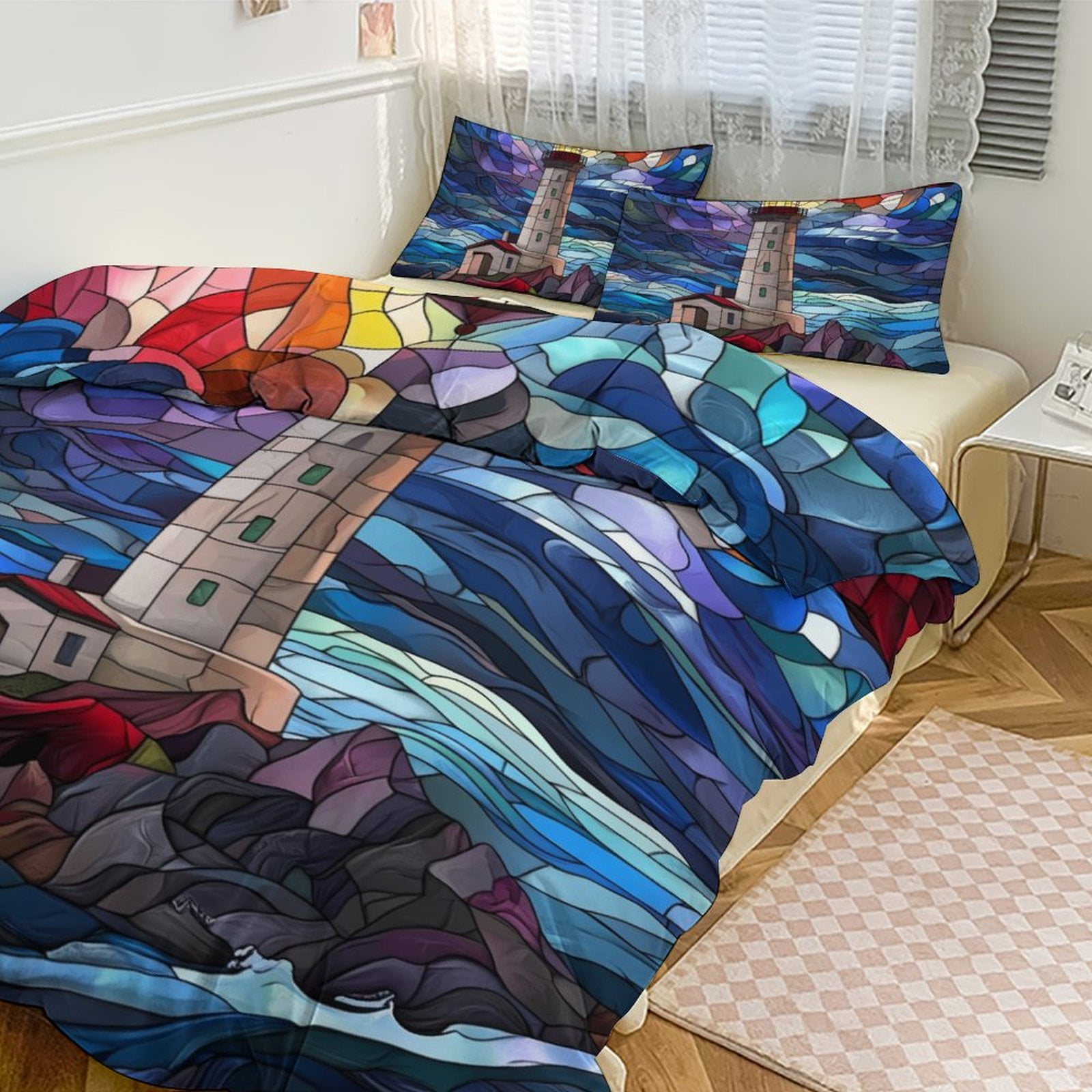Sunset Lighthouse Bedding Set with Zipper Closure for Girls & Boys ...