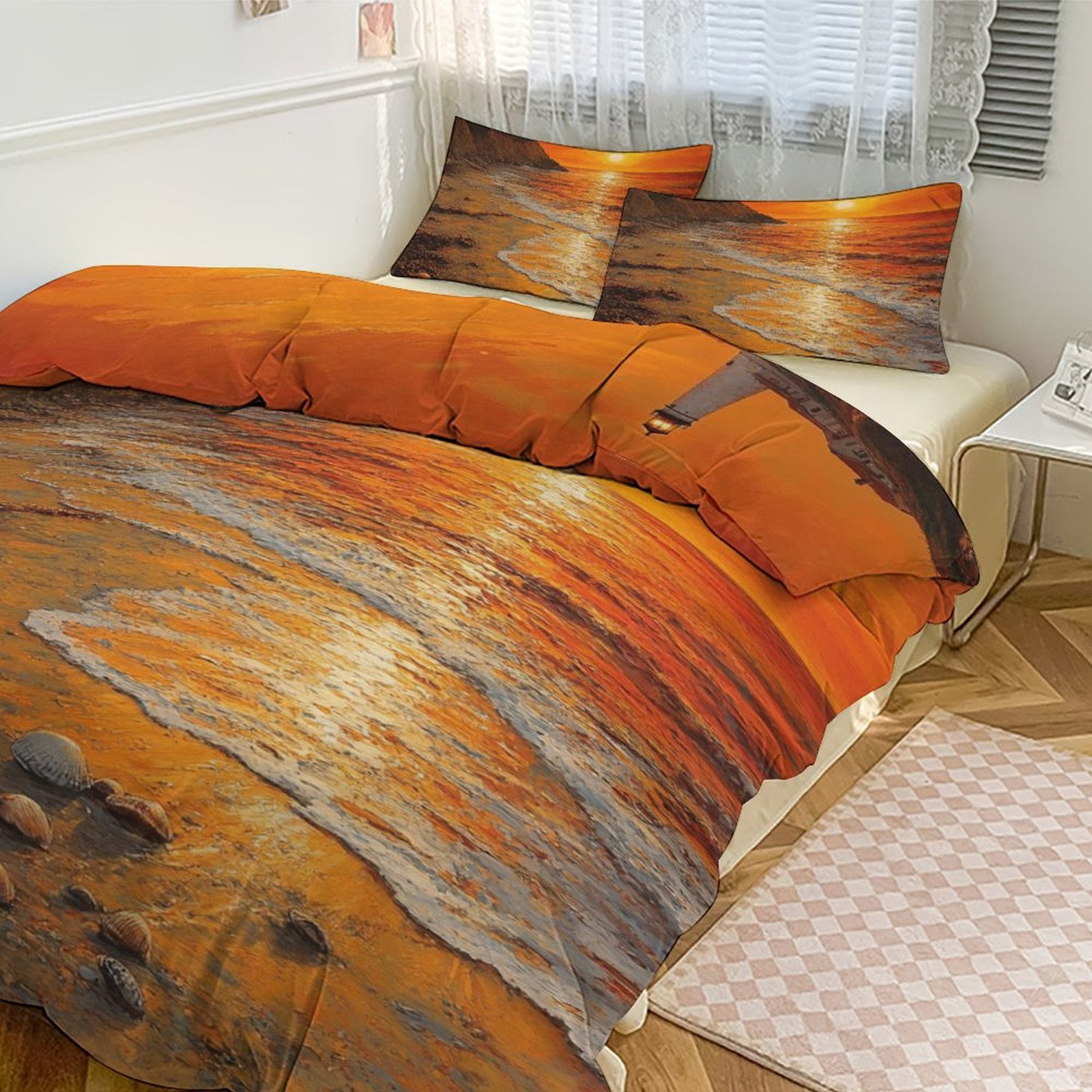 Sunset Lighthouse Bedding Sets Twin Duvet Cover 3 Piece Cute Bed Set ...