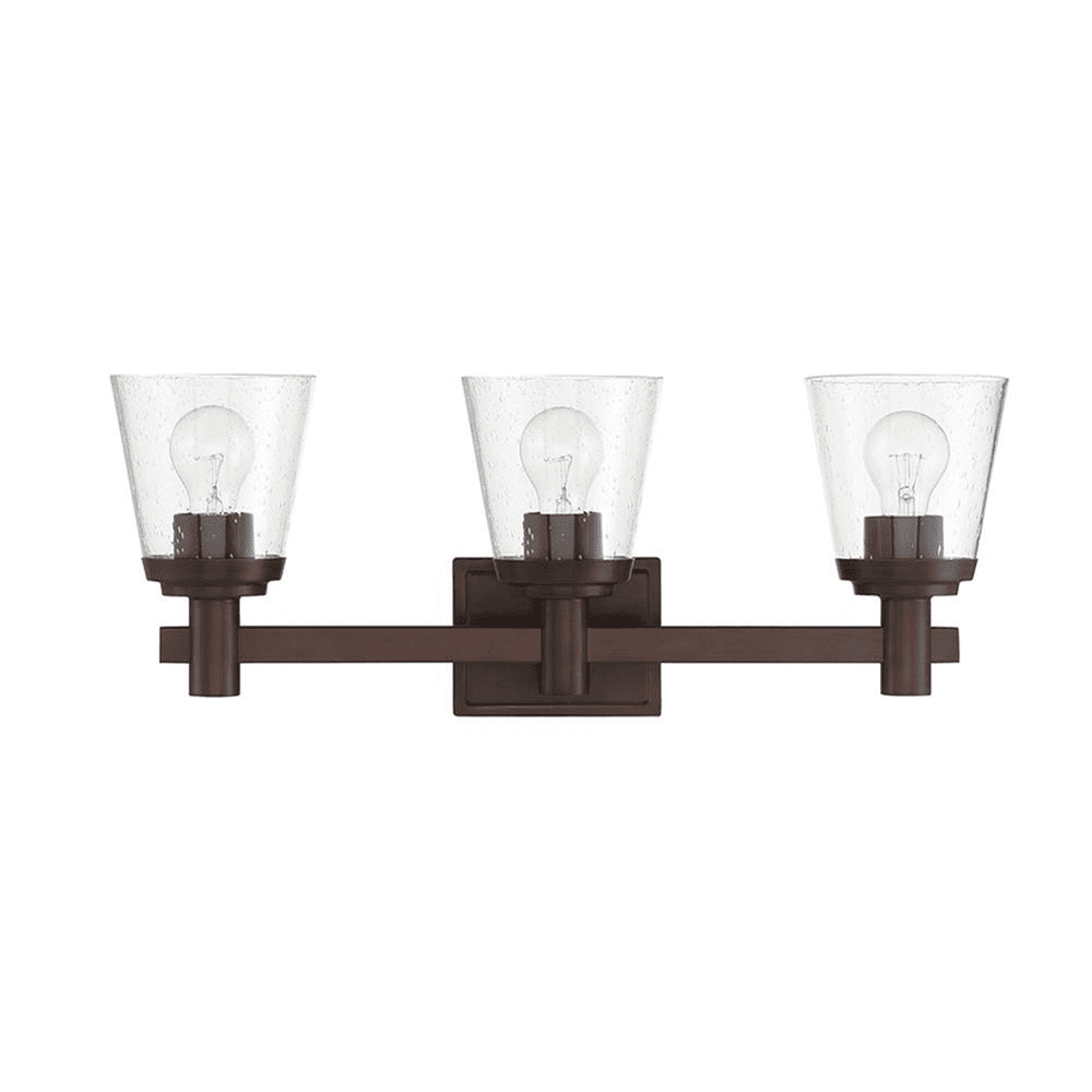 Sunset Lighting Riella 3Lt Mb Vanity With Clear Seeded Glass Provincial ...