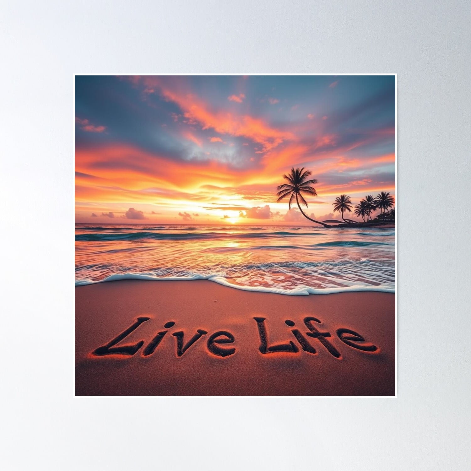 Sunset Live Life Design Poster Wall Art, Modern Wall Decor, 24x24 ...