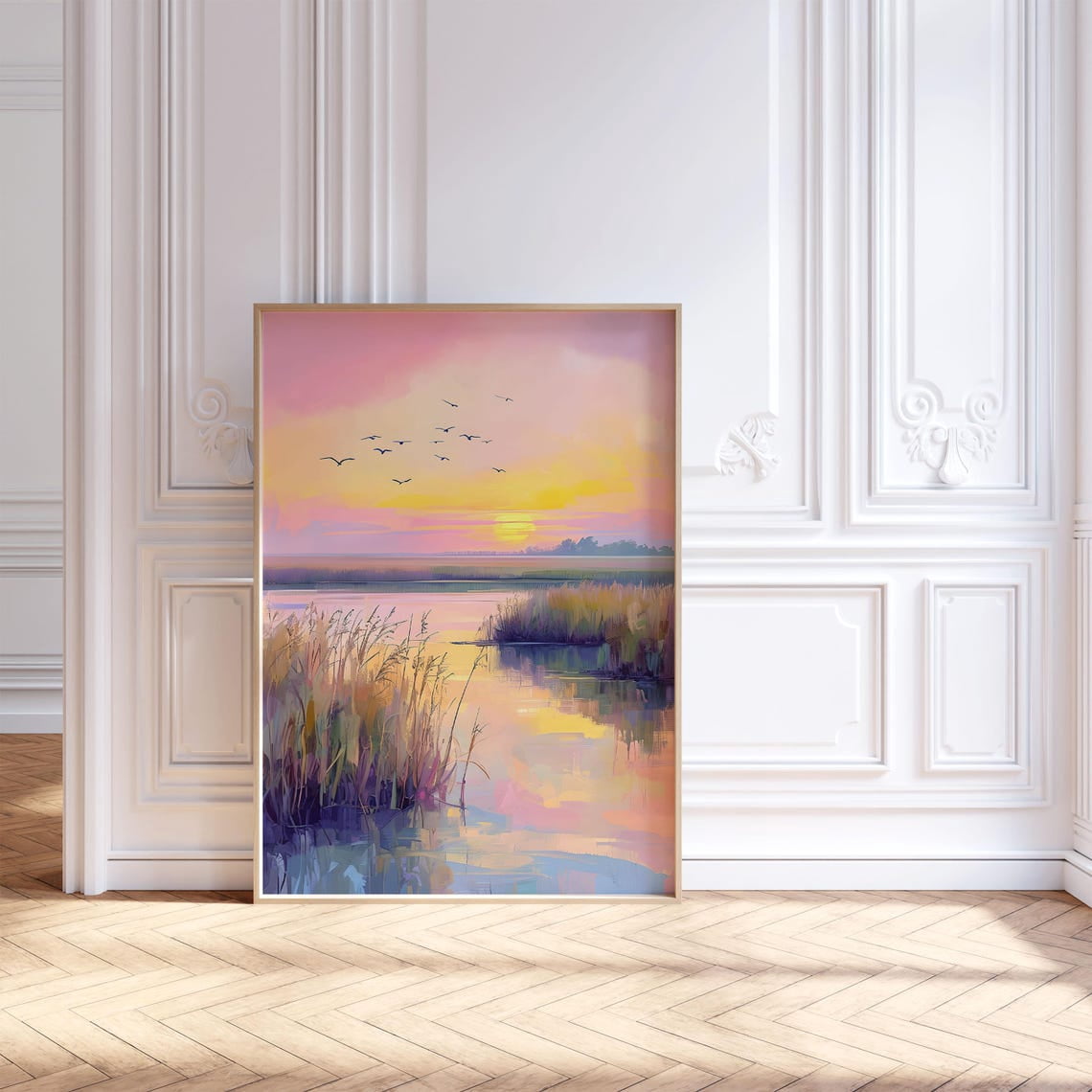 Sunset Marsh Poster, Pink Wetlands Coastal Wall Art, South Carolina ...
