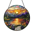Sunset Mountain Path Suncatcher – Landscape Stained Glass Style Window ...