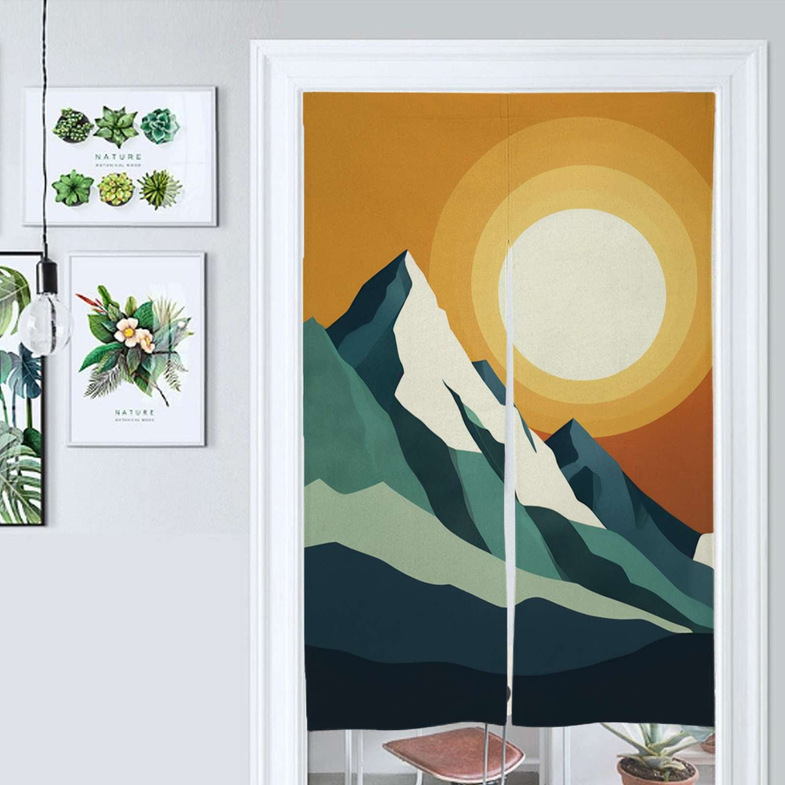 Sunset Mountain Peaks Art Print Door Curtain Nordic Living Room DoorCurtain Porch Partition ...