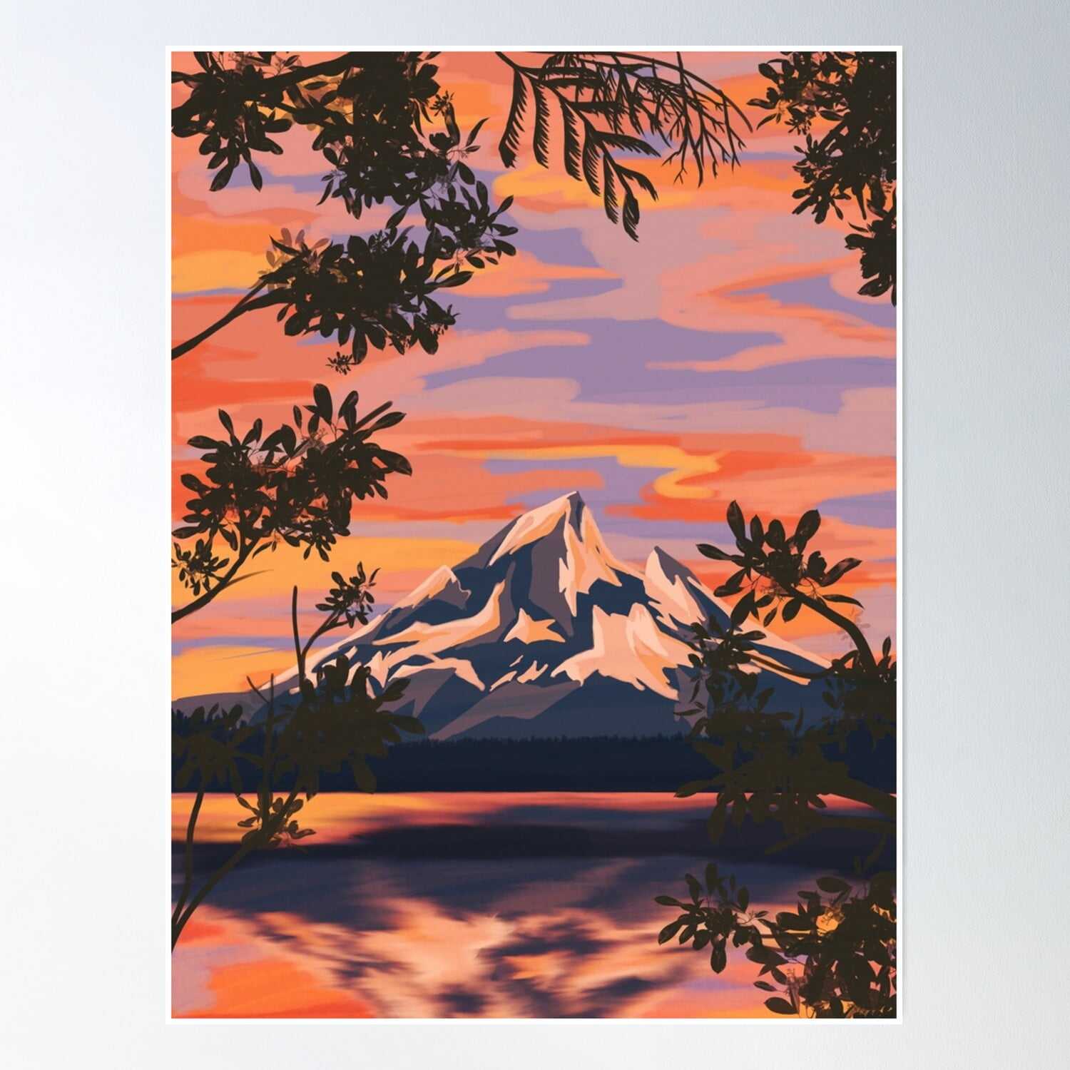 Sunset Mountain Poster Wall Art, Modern Wall Decor, 12x18 UNFRAMED ...