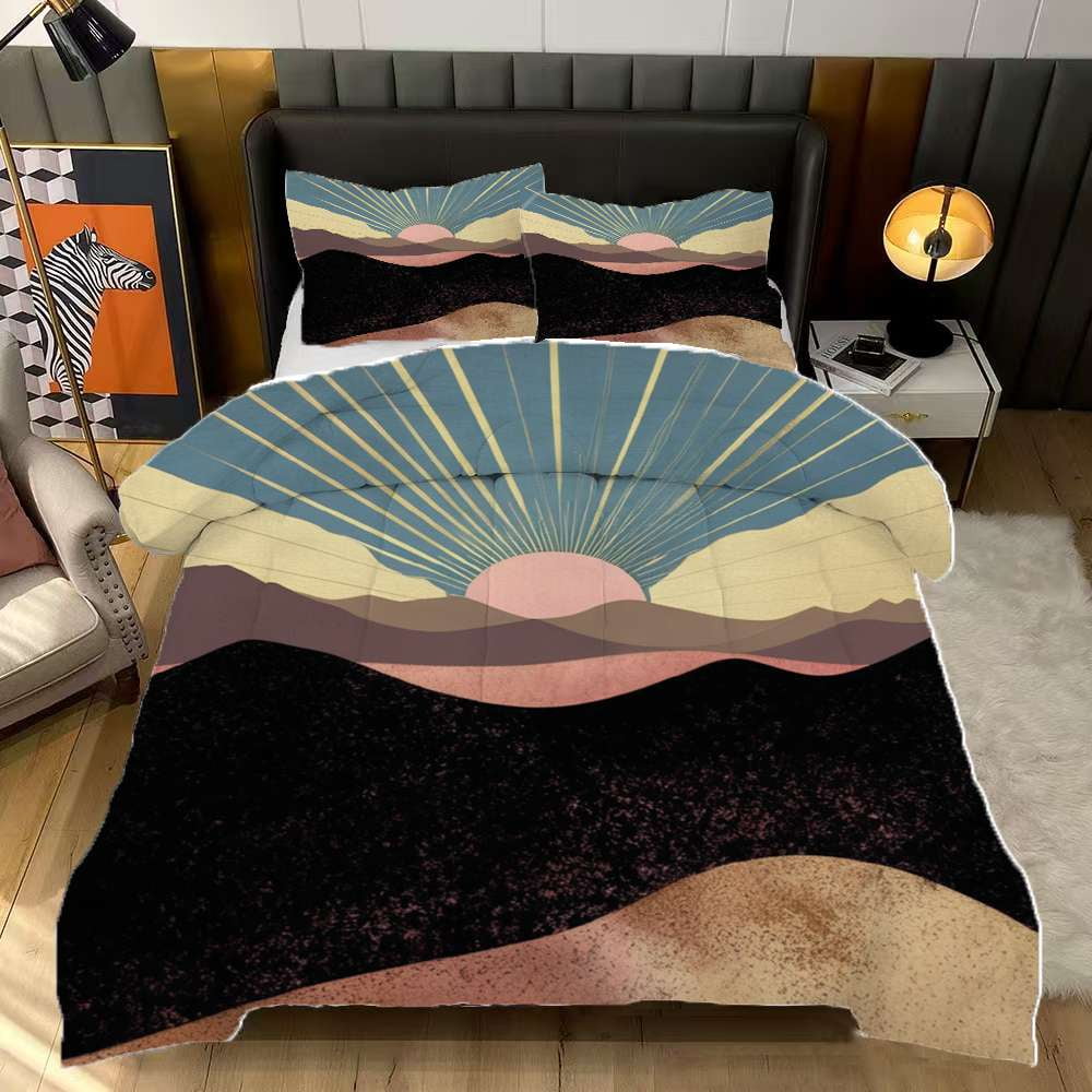 Sunset Mountain Reflection Art Comforter Set King Size Bedding Set For ...