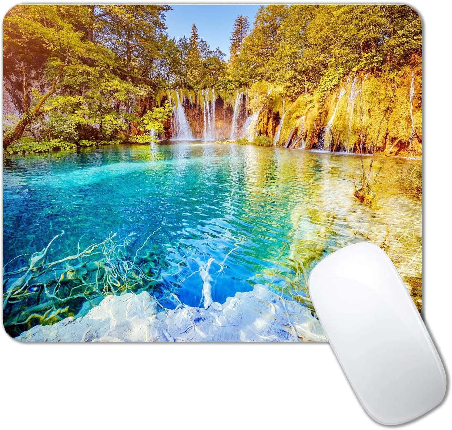 Sunset Mouse Pad,Paradise Waterfalls Mouse Pad,Plitvice Lakes National ...