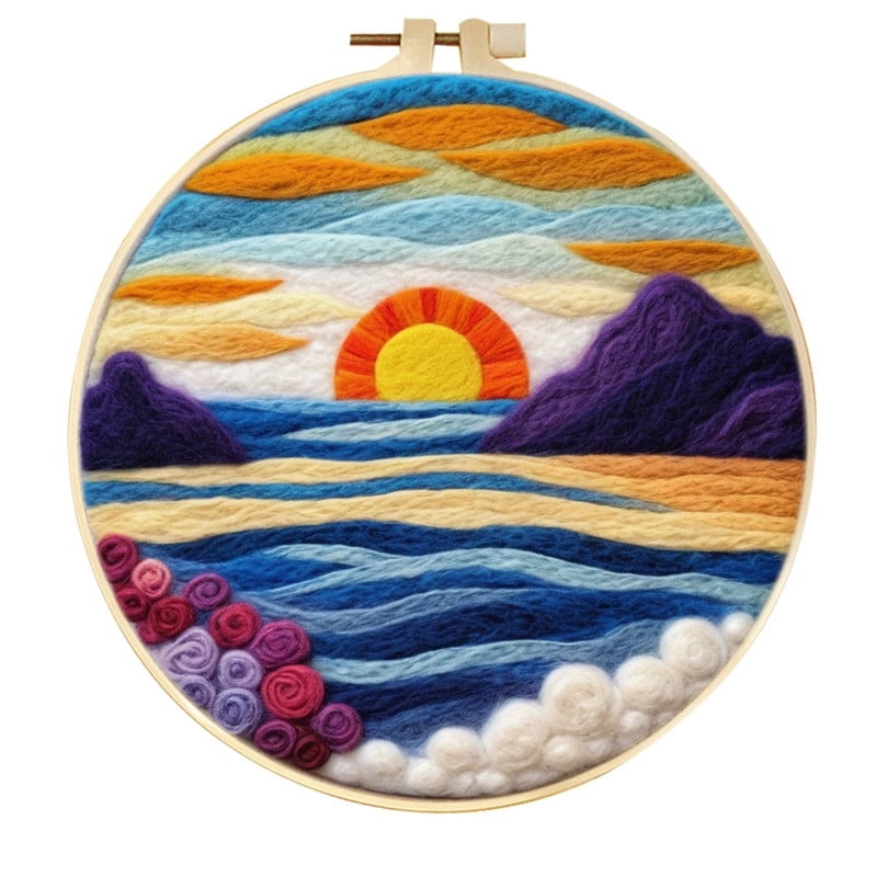 Sunset Needle Felting Set, Beginner Felt Painting Set, With Wool Felt ...