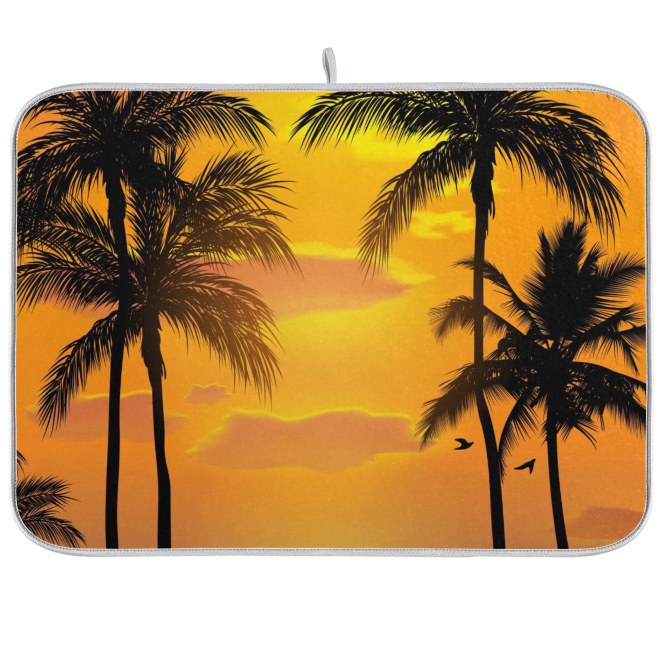 Sunset Ocean Coconut Tree Dish Drying Mat Microfiber Kitchen Mats Large ...