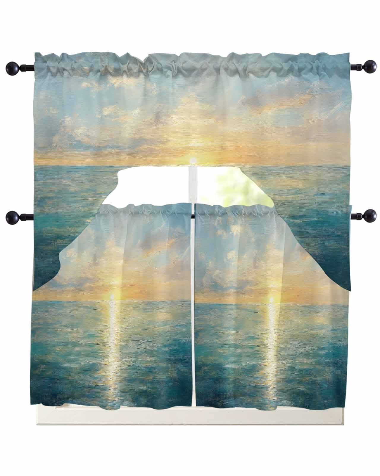 Sunset Ocean Kitchen Curtains Swag Valance and Tier Curtains Set 36 ...