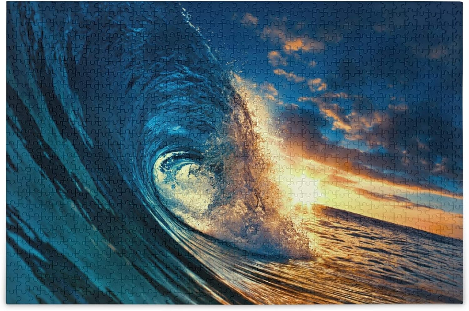 Sunset - Ocean Sunset Wave with Tropical sea Water Jigsaw Puzzles for ...