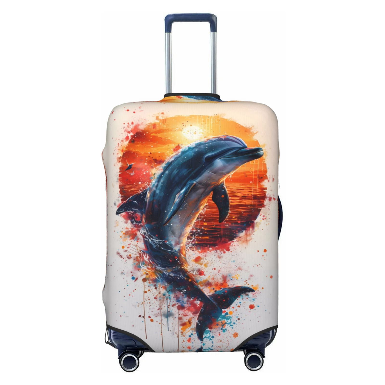 Sunset Ocean Watercolor Dolphin Luggage Cover for Travel Business Trip ...