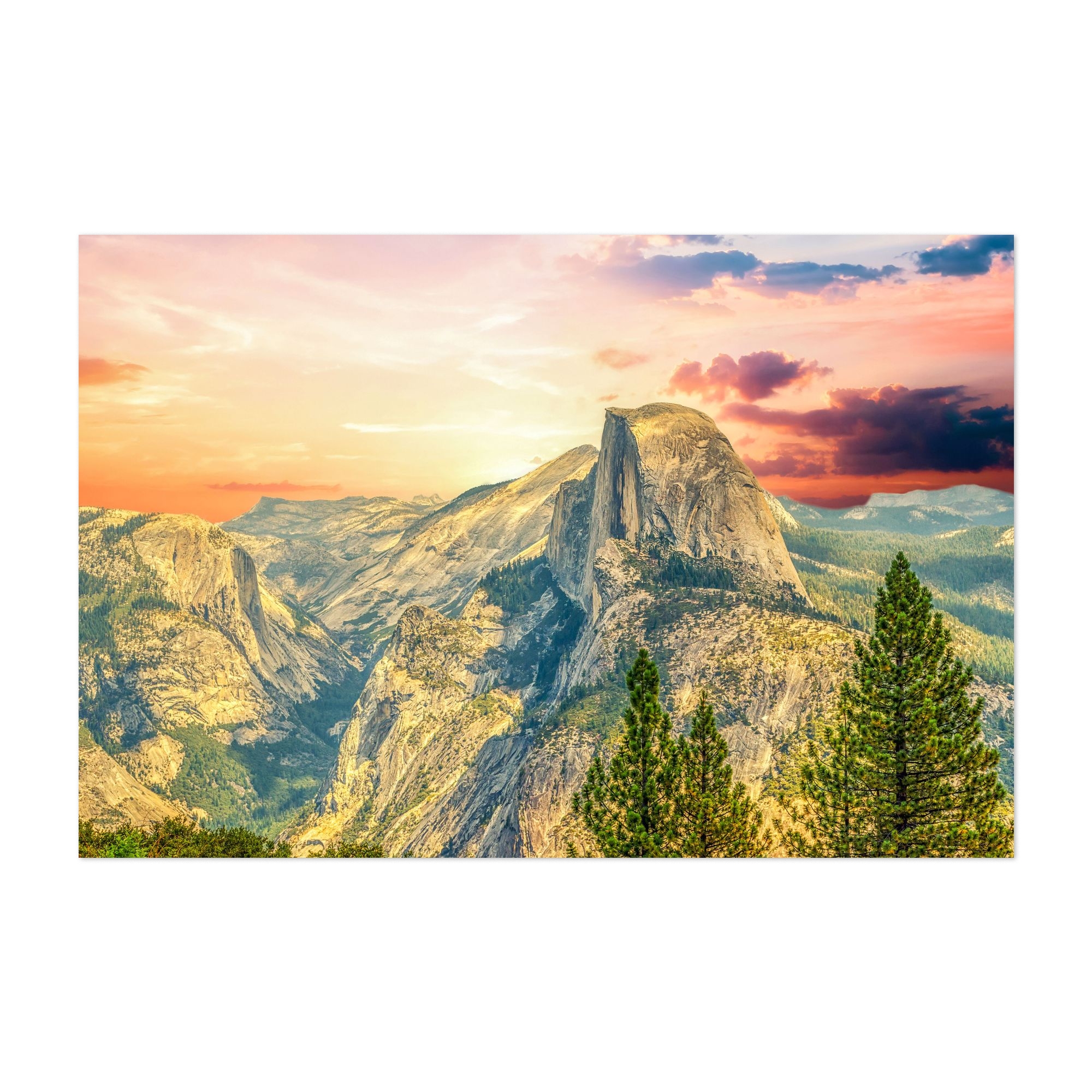 Sunset Over Half Dome - California Photography Unframed Wall Art Print ...