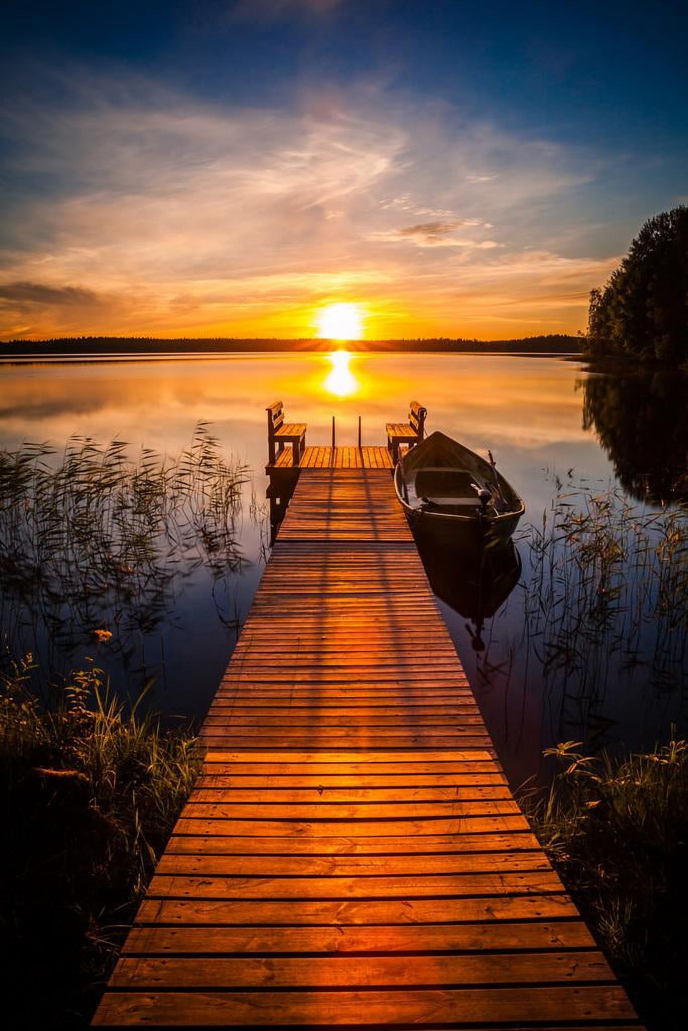Sunset Over The Fishing Pier At Finland Lake Photo National Mountain ...