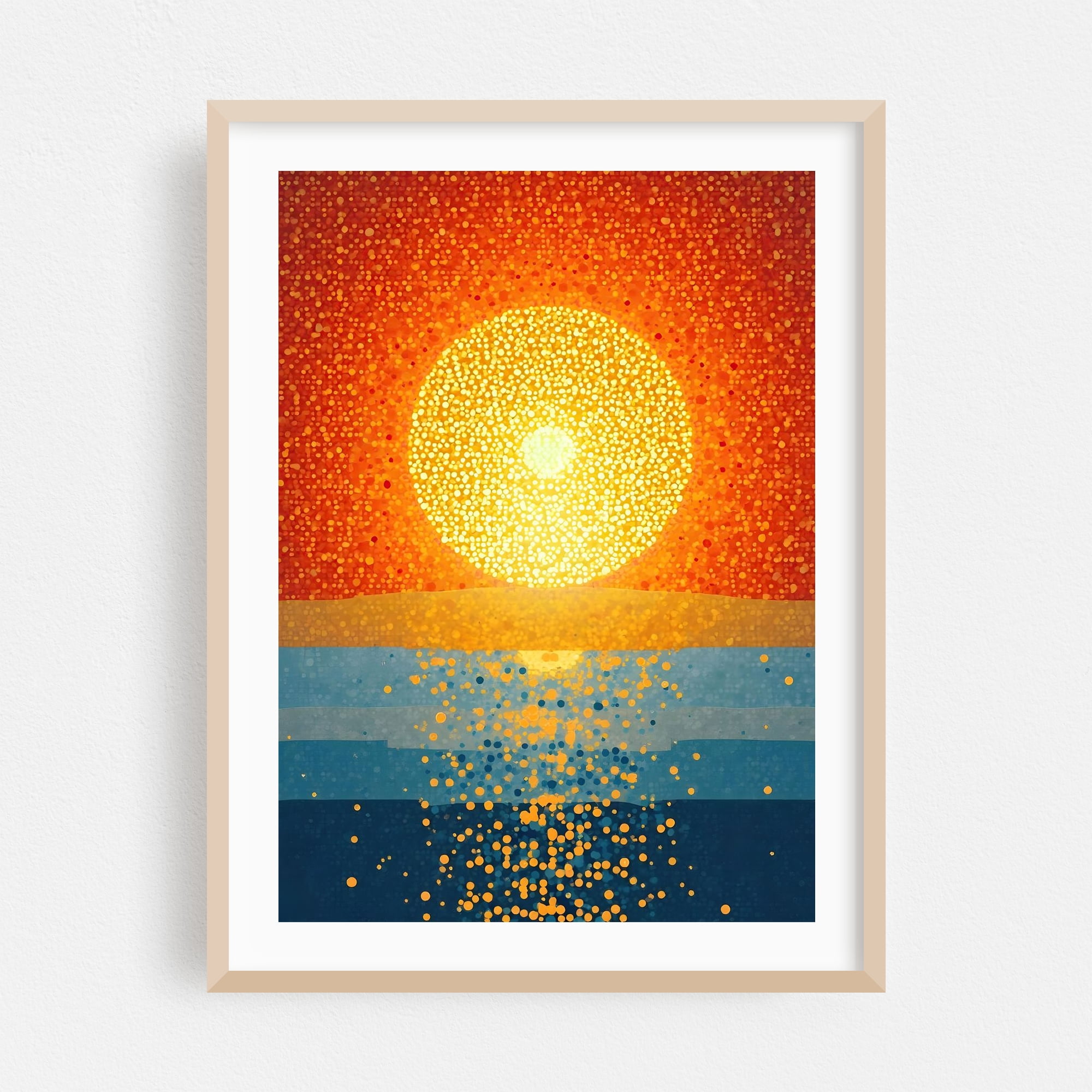 Sunset Over Water - Painting Sunset Abstract Modern Art Ocean Beach ...