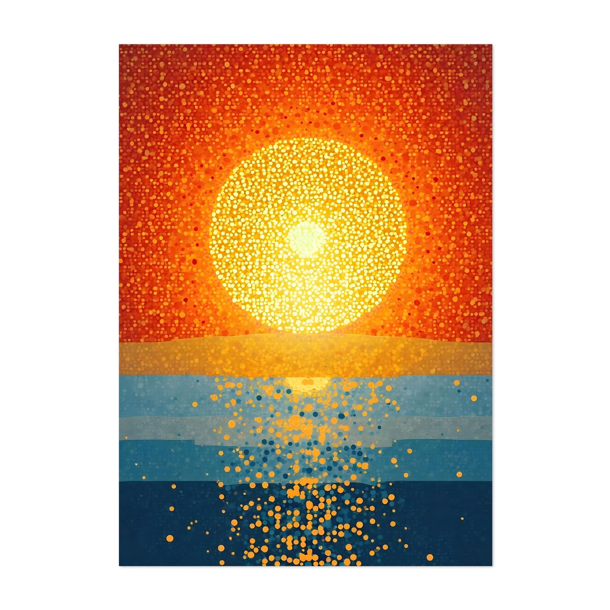 Sunset Over Water - Painting Sunset Abstract Modern Art Ocean Beach ...