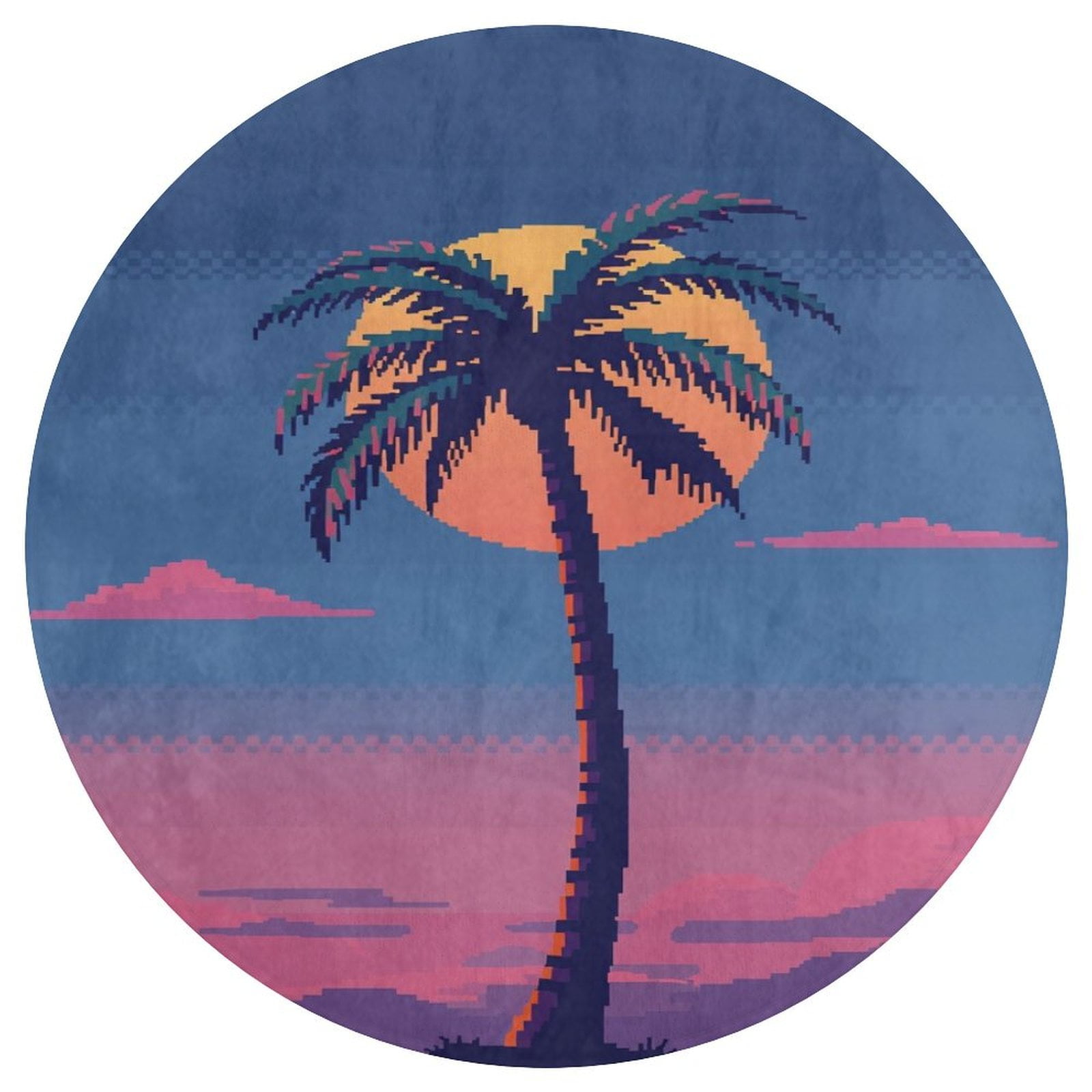 Sunset Palm Round Area Rug Soft Sofa Nursery Carpet Floor Mat Non Slip ...