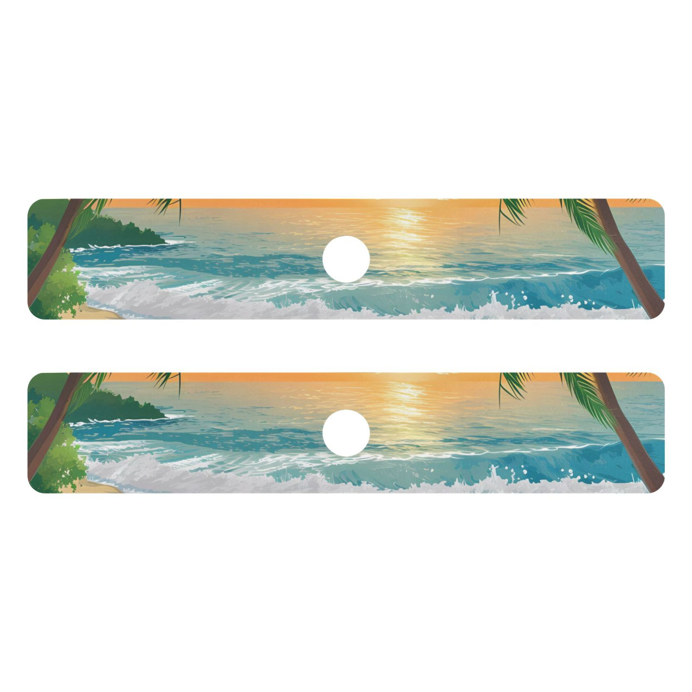 Sunset Palm Tree and Beach 2 PCs Sink Splash Guard Set Kitchen Faucet ...