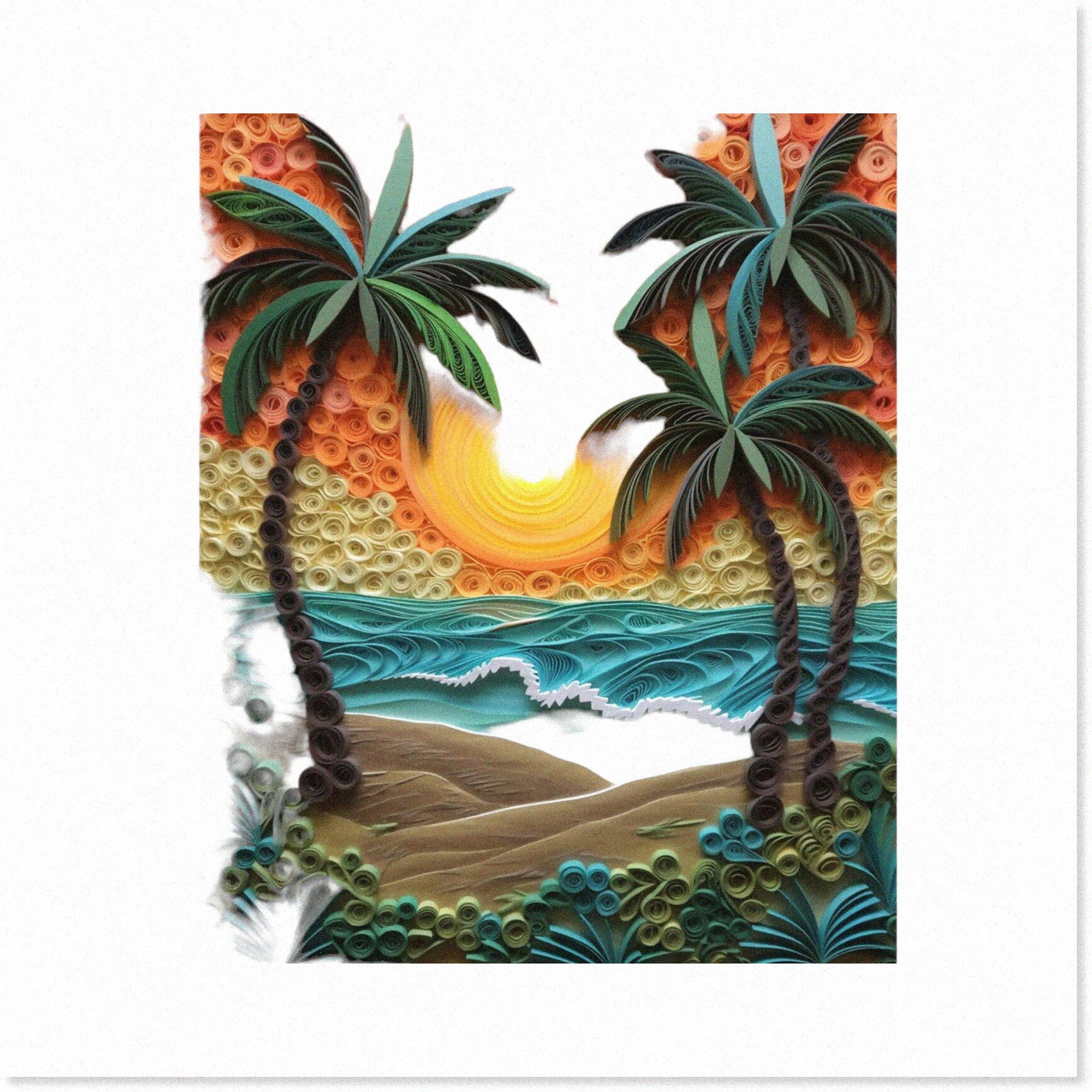 Sunset Palms DIY Paint by Numbers Kit - Beginner Friendly, Quilling ...