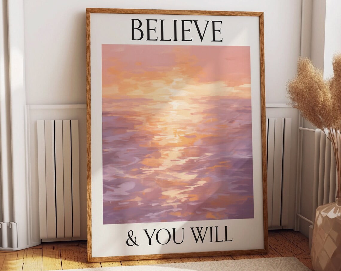 Sunset Pastel Wall Art - Inspirational Quote In Aesthetic Sunset ...