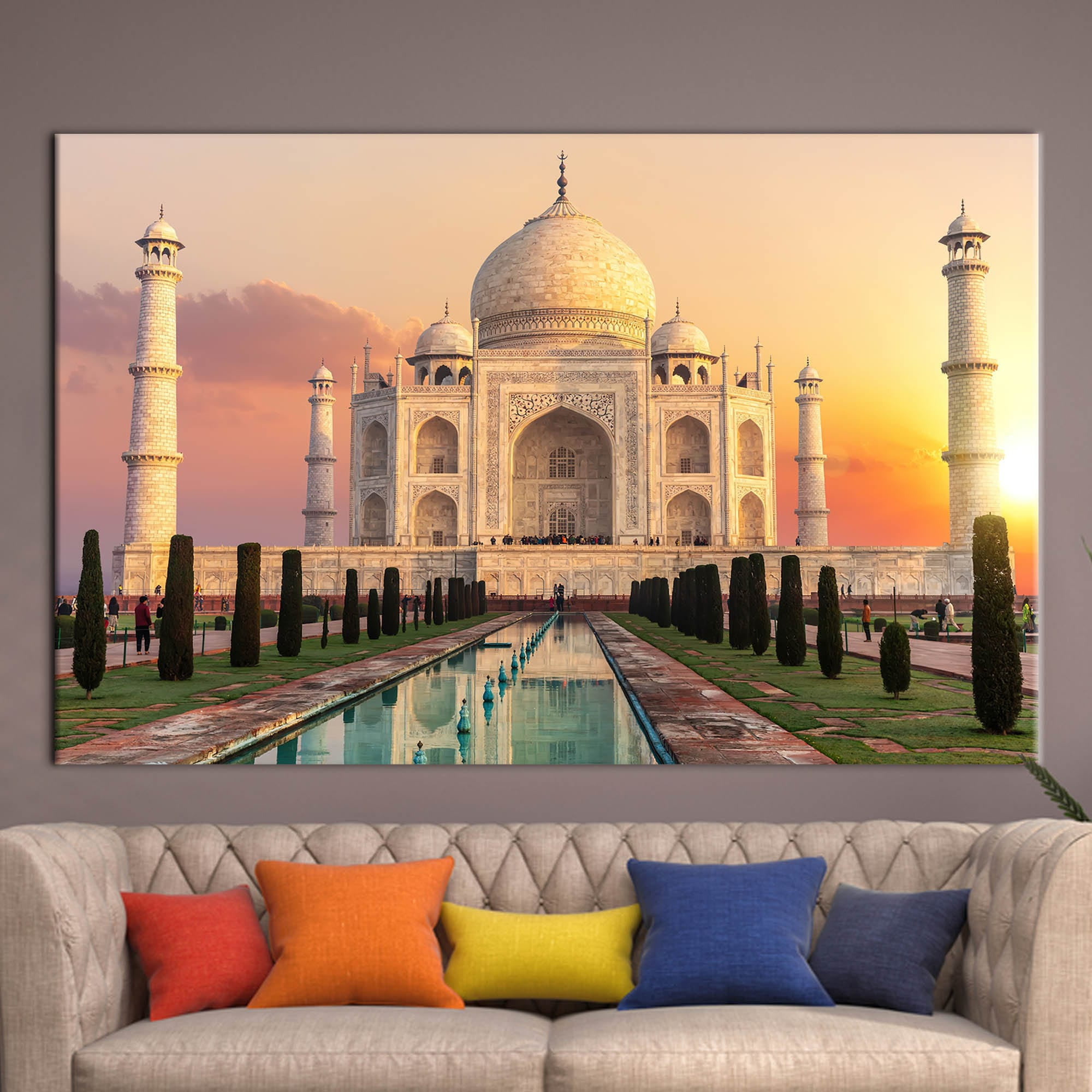 Sunset Printed, Indian Architecture Poster, Landscape Artwork, Seven ...