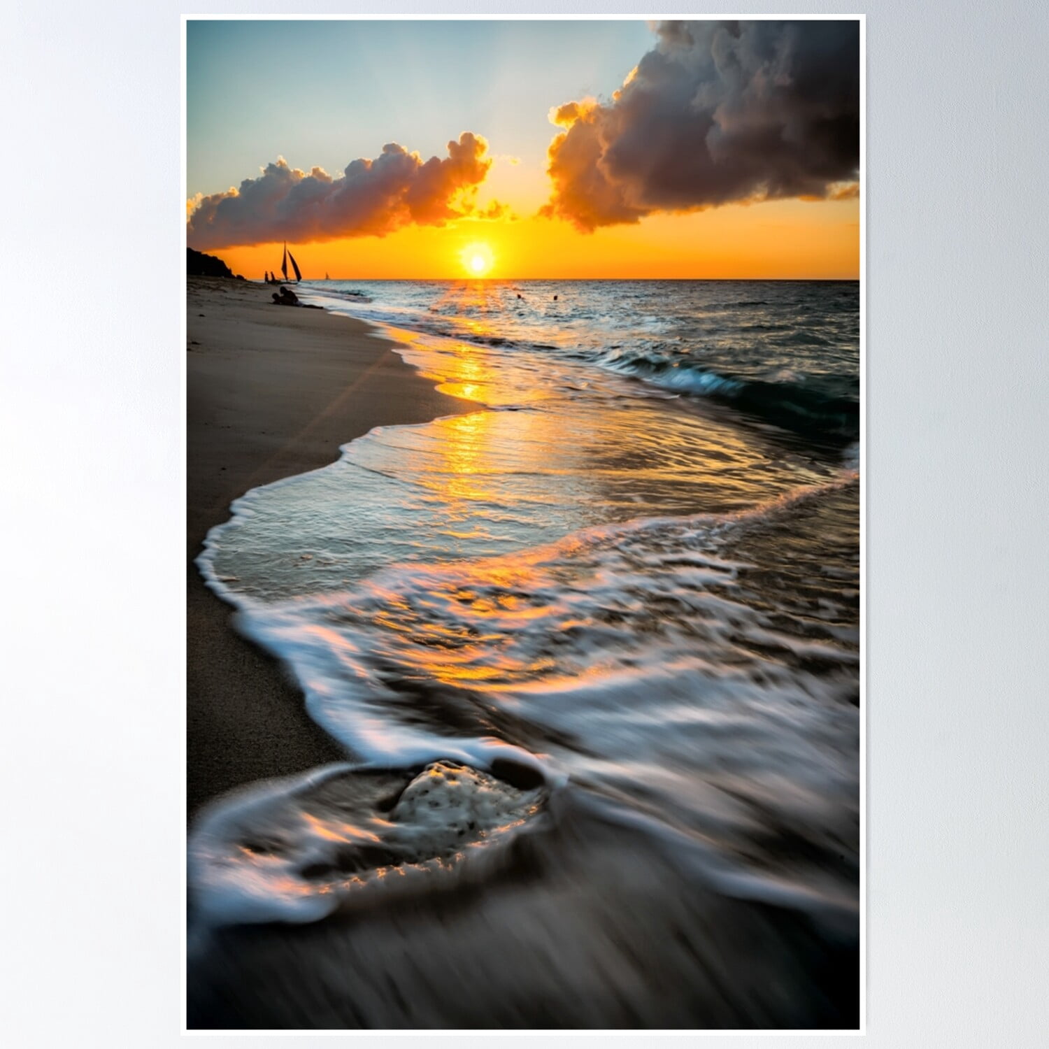 Sunset Puka Beach Boracay Philippines Poster Wall Art, Modern Wall ...