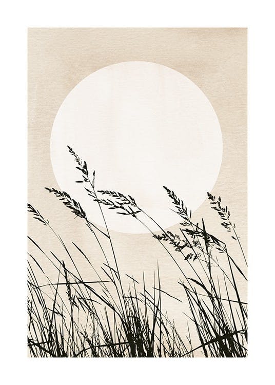 Sunset Reeds Print Wall Art, Modern Wall Decor For Living Room Bedroom ...