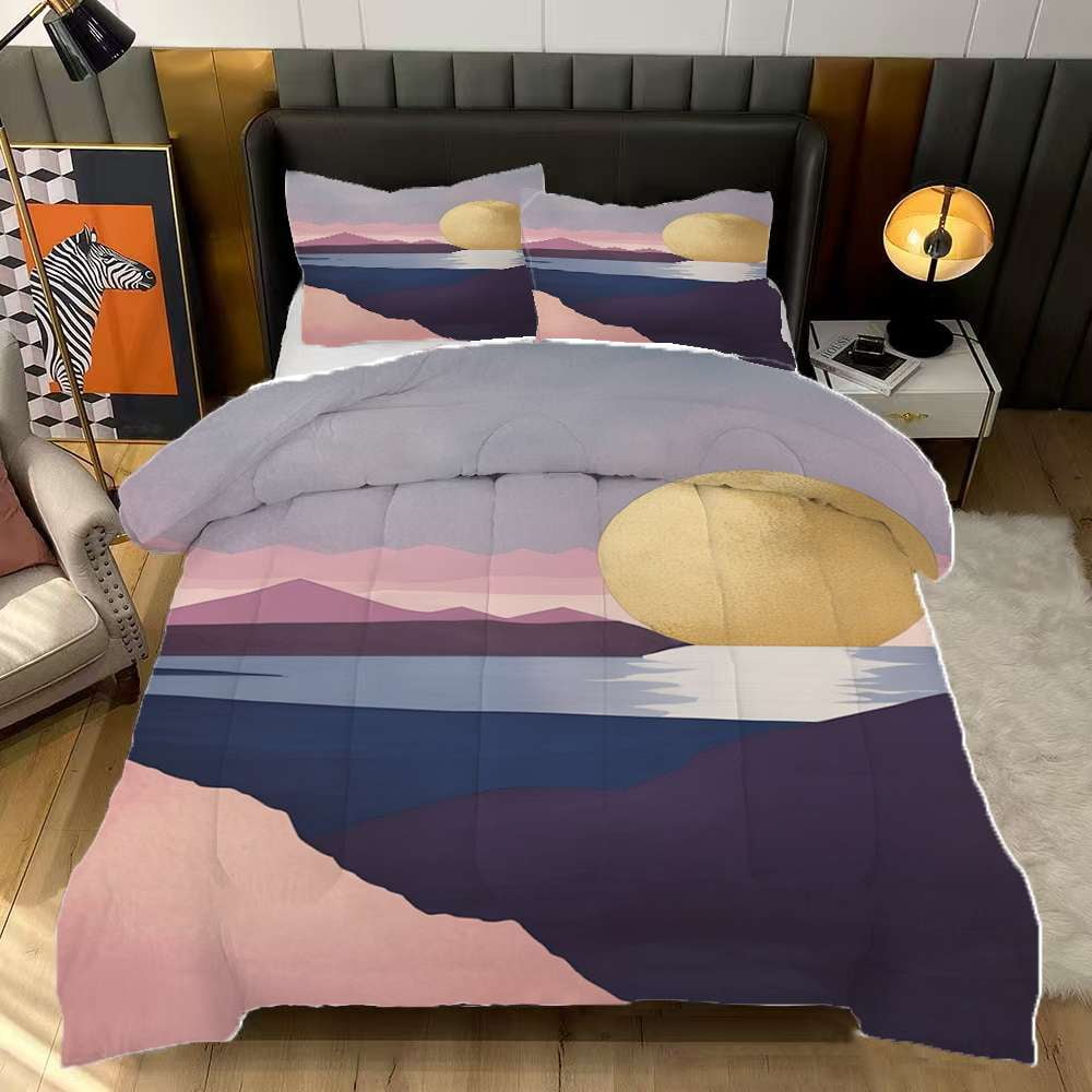Sunset Reflection Landscape Art Comforter Set Queen Size Bedding Set ...