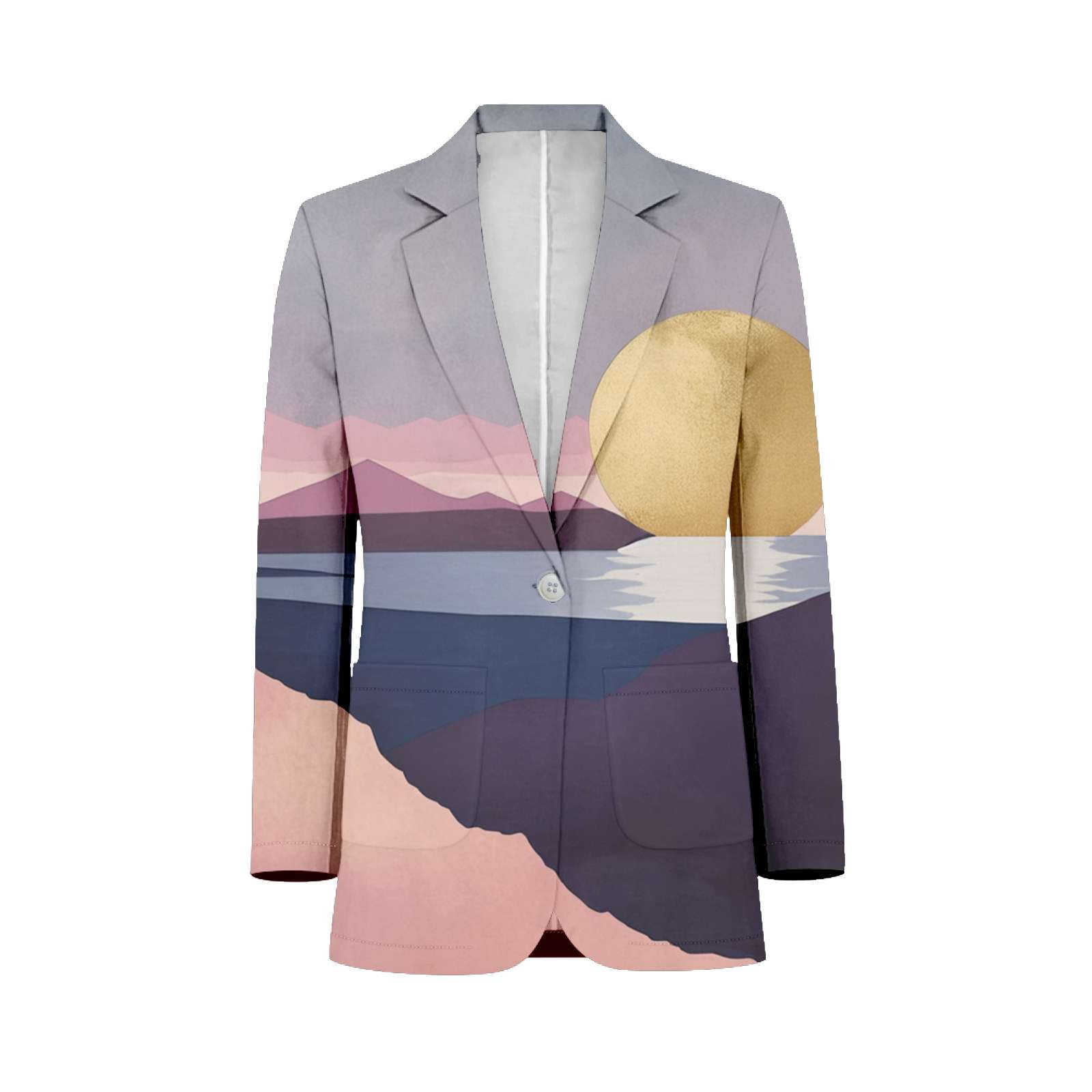 Sunset Reflection Landscape Art Mens Suits Shawl Collar Slim Fit Suit ...