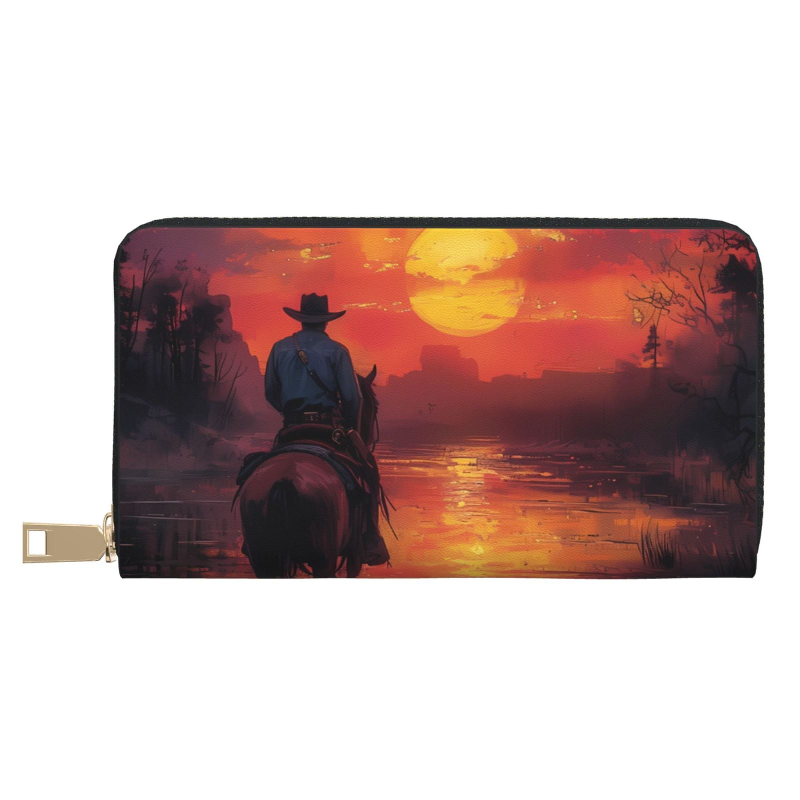 Sunset River Western Cowboy Wallet Women, Leather Bifold Multi Card ...