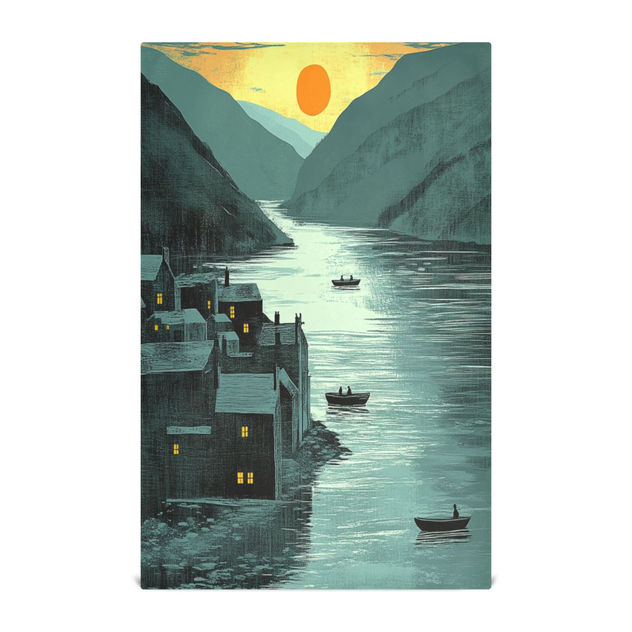Sunset Riverside Town Kitchen Towels 6-Piece Pack Tea Towels for ...