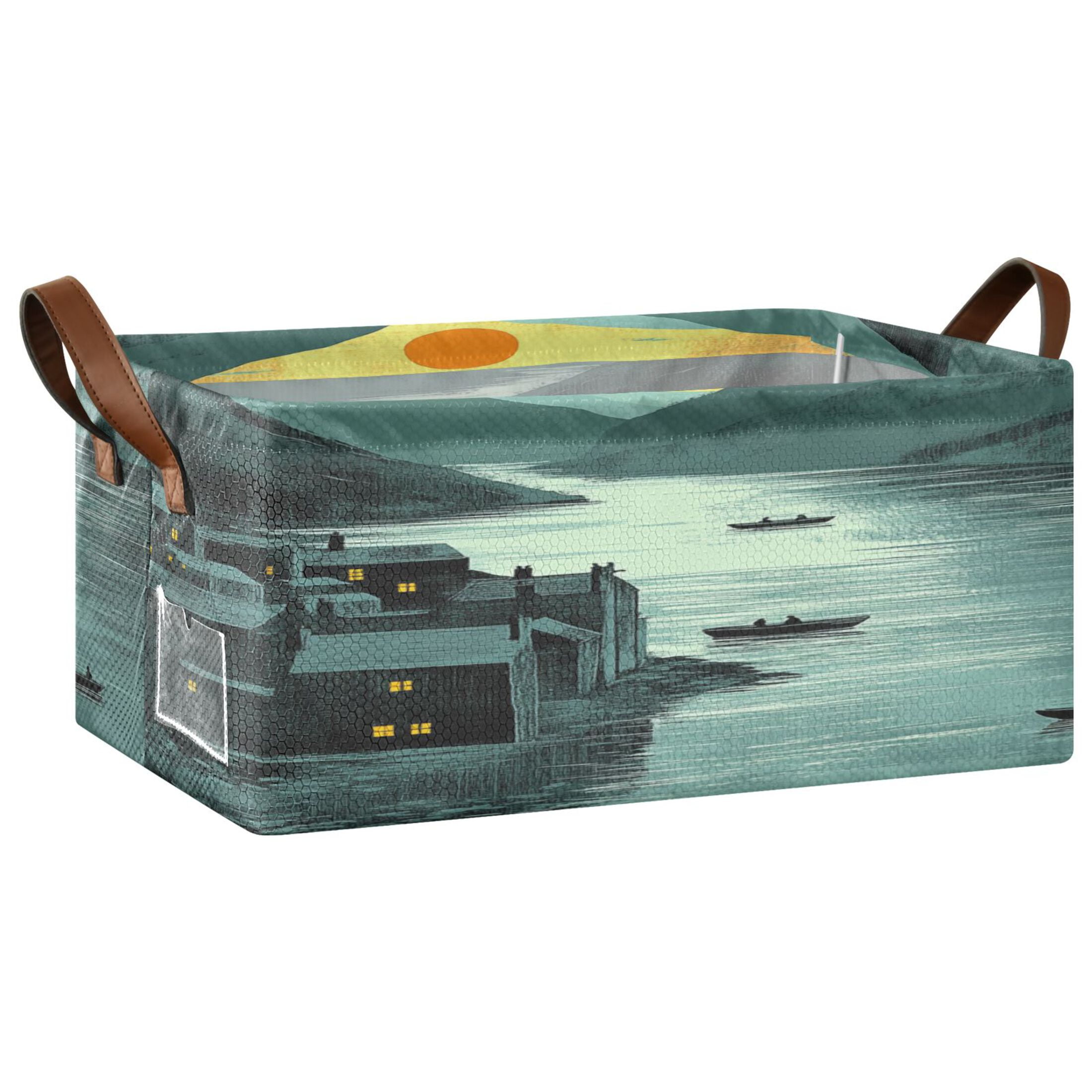 Sunset Riverside Town Open Home Storage Bins Foldable Metal Frame Shelf ...