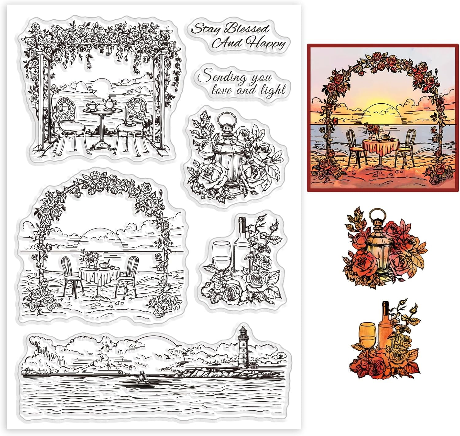 Sunset Romantic Clear Stamps for Cards Making Seaside Sunset Clear ...