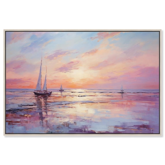 Sunset Sailing Canvas Glam Beach Wall Art by Art Remedy, Silver Frame ...