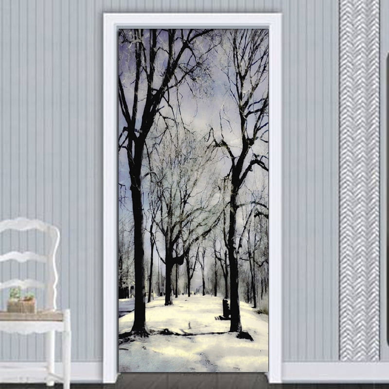 Sunset Sea Beach Door Sticker Adhesive PVC Forest Bridge Natural ...