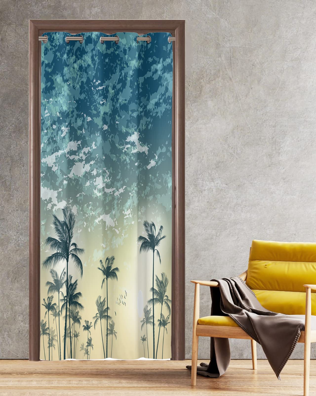 Sunset Sea Ocean Beach Coconut Tree Door Curtains Closet Noren for ...