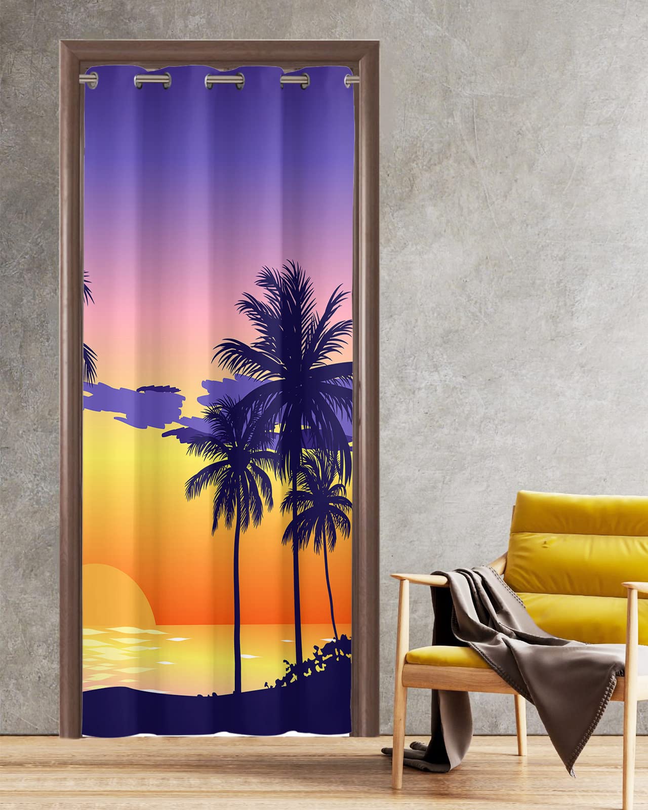Sunset Sea Ocean Beach Coconut Tree Door Curtains Closet Noren for ...