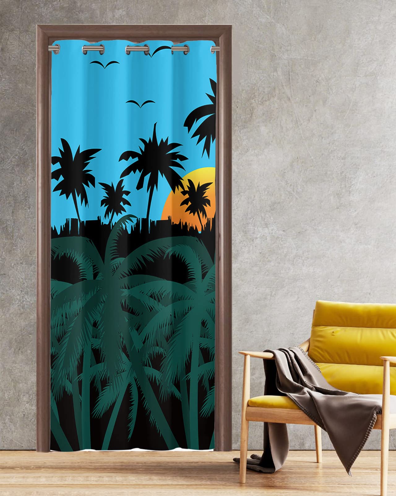 Sunset Sea Ocean Beach Coconut Tree Door Curtains Closet Noren for ...