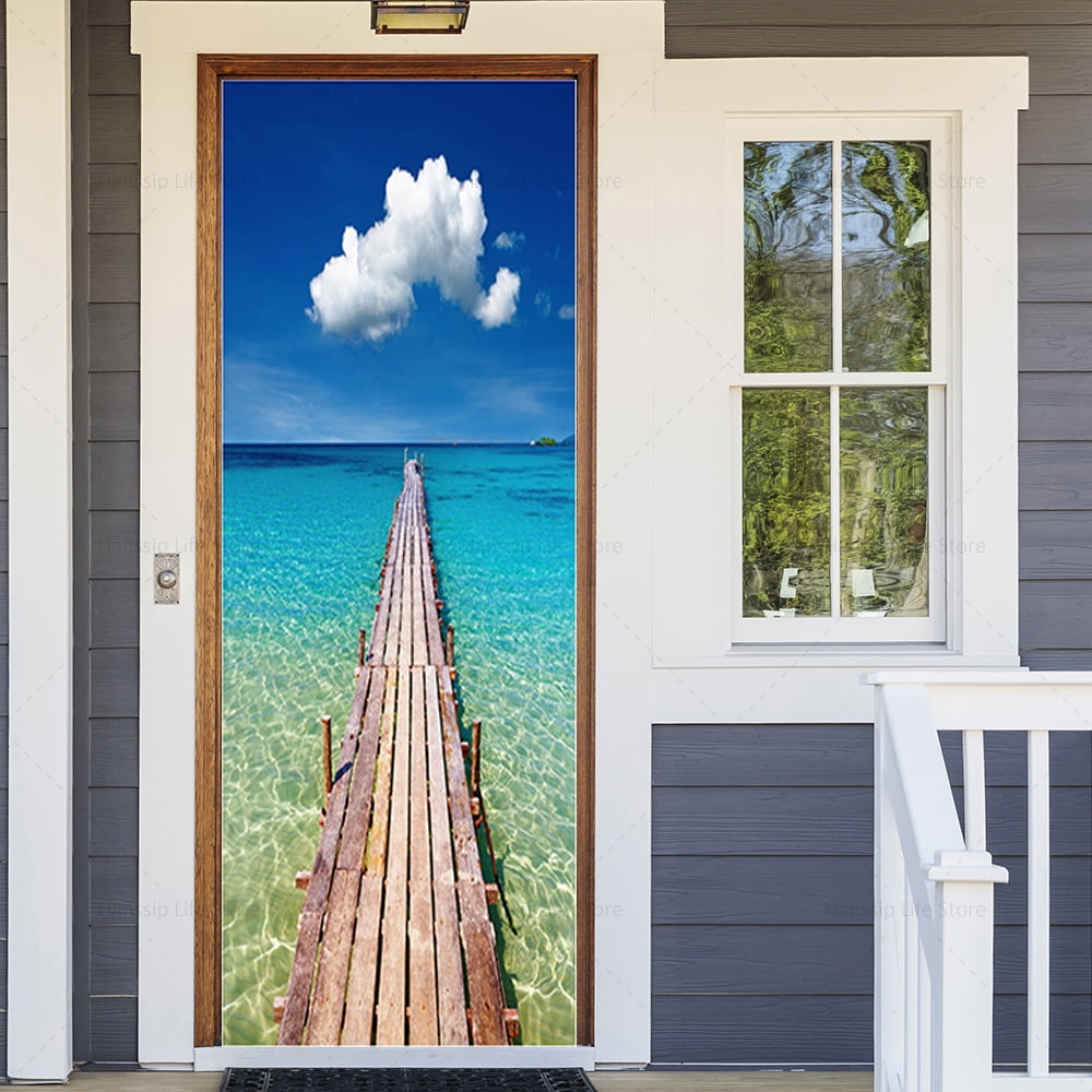 Sunset Sea View Scenery Door Stickers Self Adhesive for Living Room ...