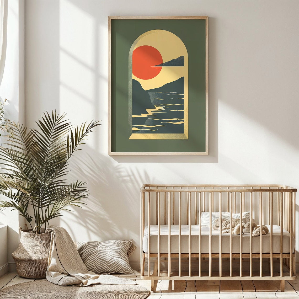 Sunset Seascape Nursery Wall Art, Abstract Ocean Print, Kids Bedroom ...