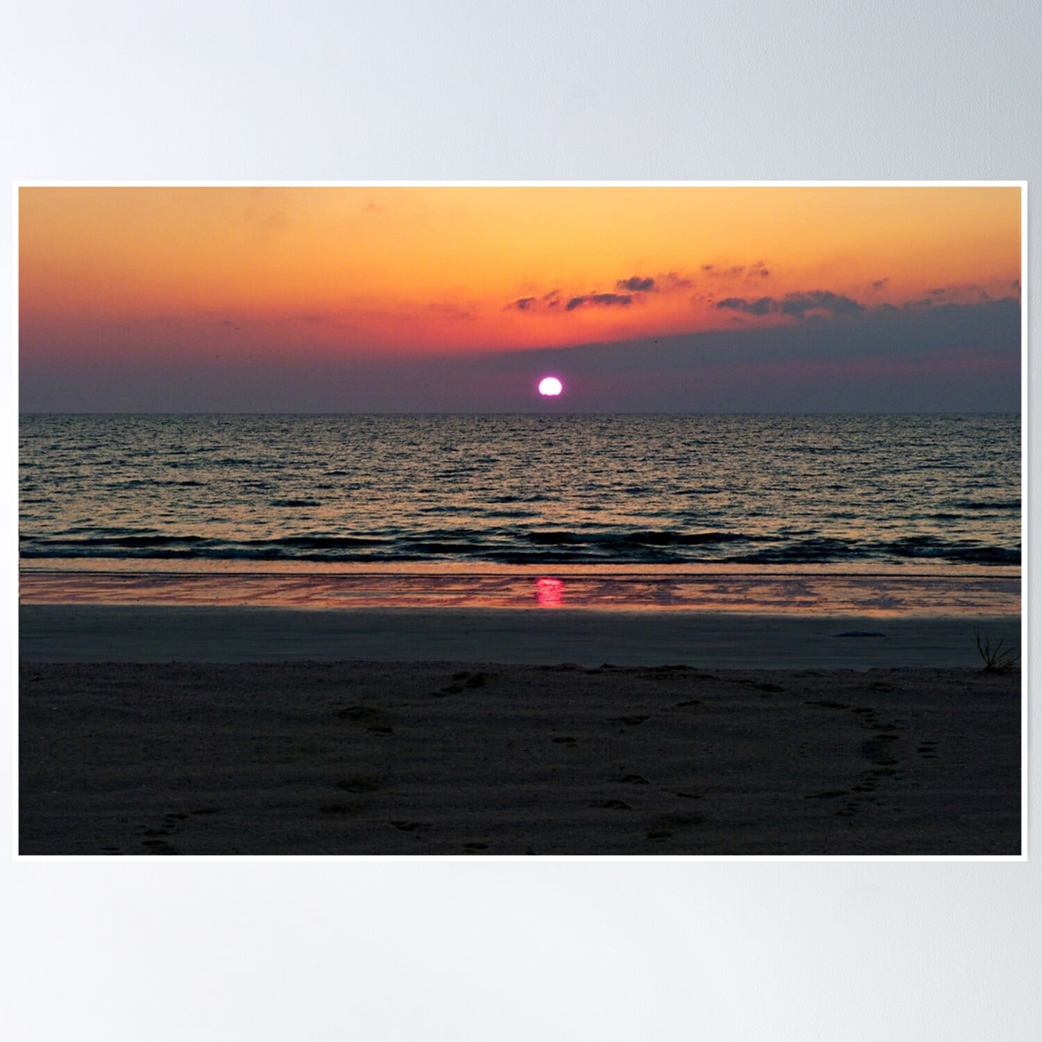 Sunset Seashore Ocean Skyscape Seascape Poster Wall Art, Modern Wall ...