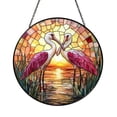 Sunset Shoreline with Pink Wading Bird Suncatcher, Coastal Window ...