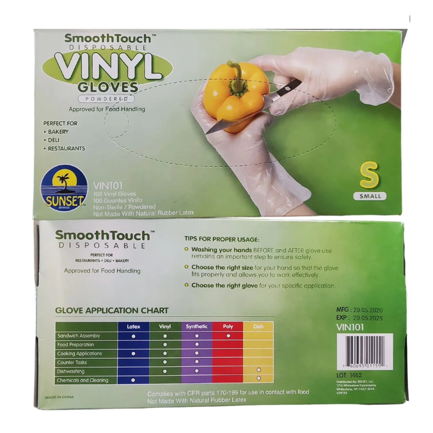 Sunset SmoothTouch Disposable Vinyl Gloves Powdered Small 100 pcs ...